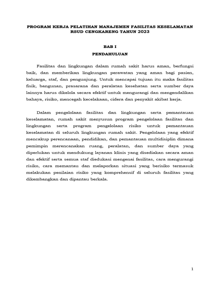 Program Kerja Pelatihan MFK | PDF