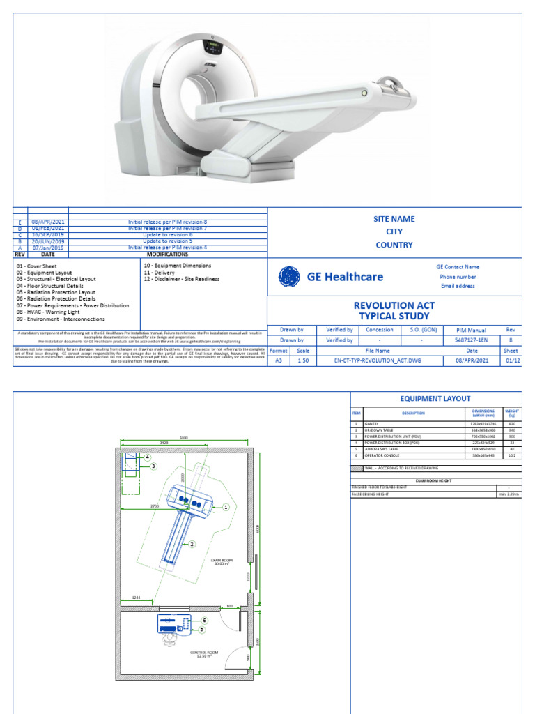 GE Revolution ACT CT Scanner Layout Guide | PDF