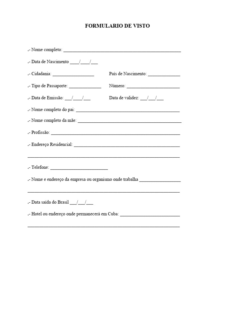 Formulario de Visa | PDF