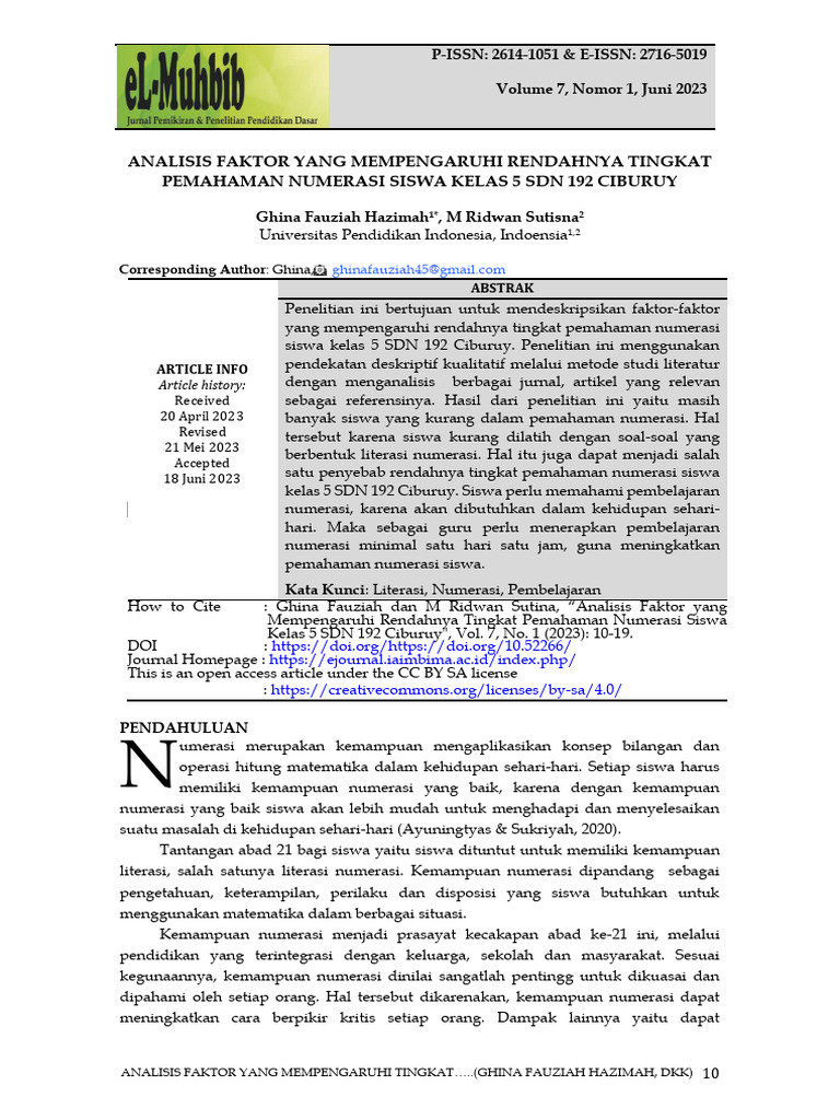 Faktor Penyebab Rendahnya Pemahaman Numerasi | PDF | Seni | Komputer