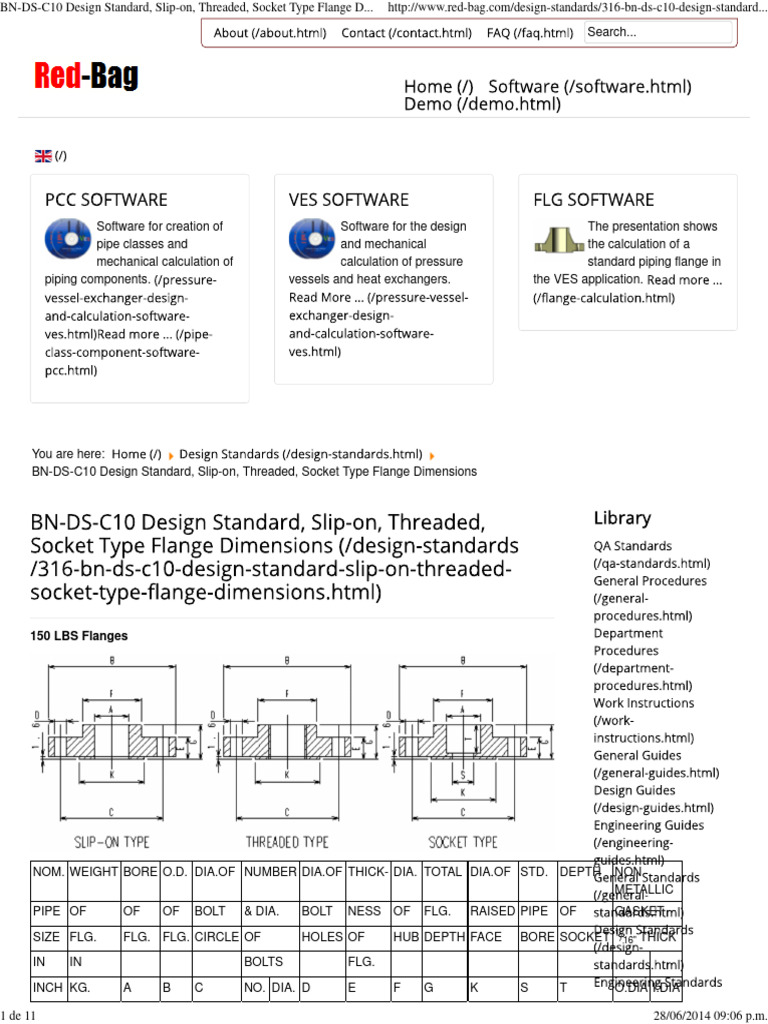 BN-DS-C10 Design Standard, Slip-On, Threaded, Socket Type Flange ...