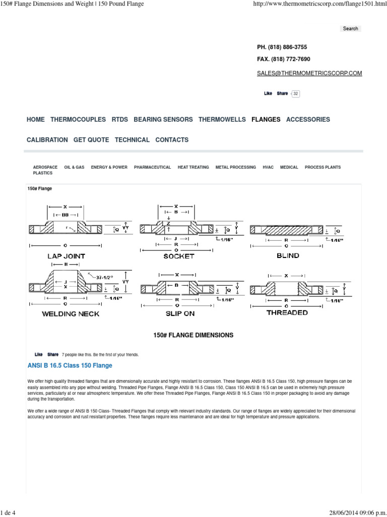 150# Flange Dimensions and Weight - 150 Pound Flange | PDF