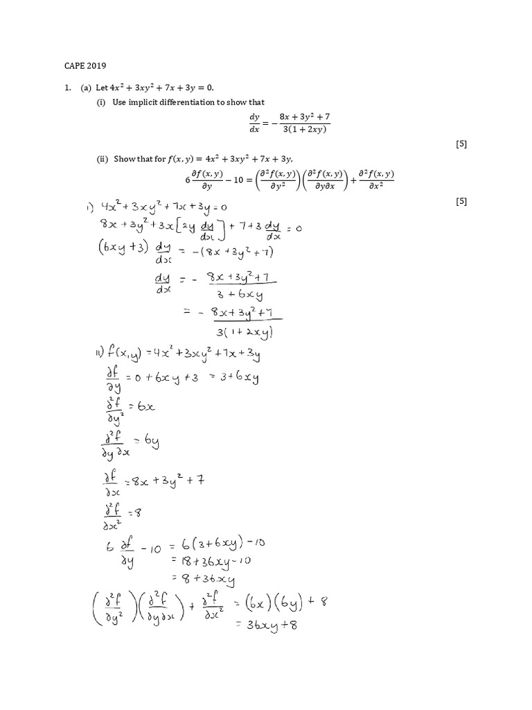 Cape Unit 2 2019 Paper 2 Solutions | PDF