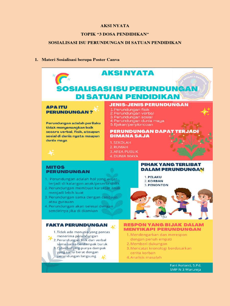 Aksi Nyata Sosialisasi Isu Perundungan Di Satuan Pendidikan | PDF