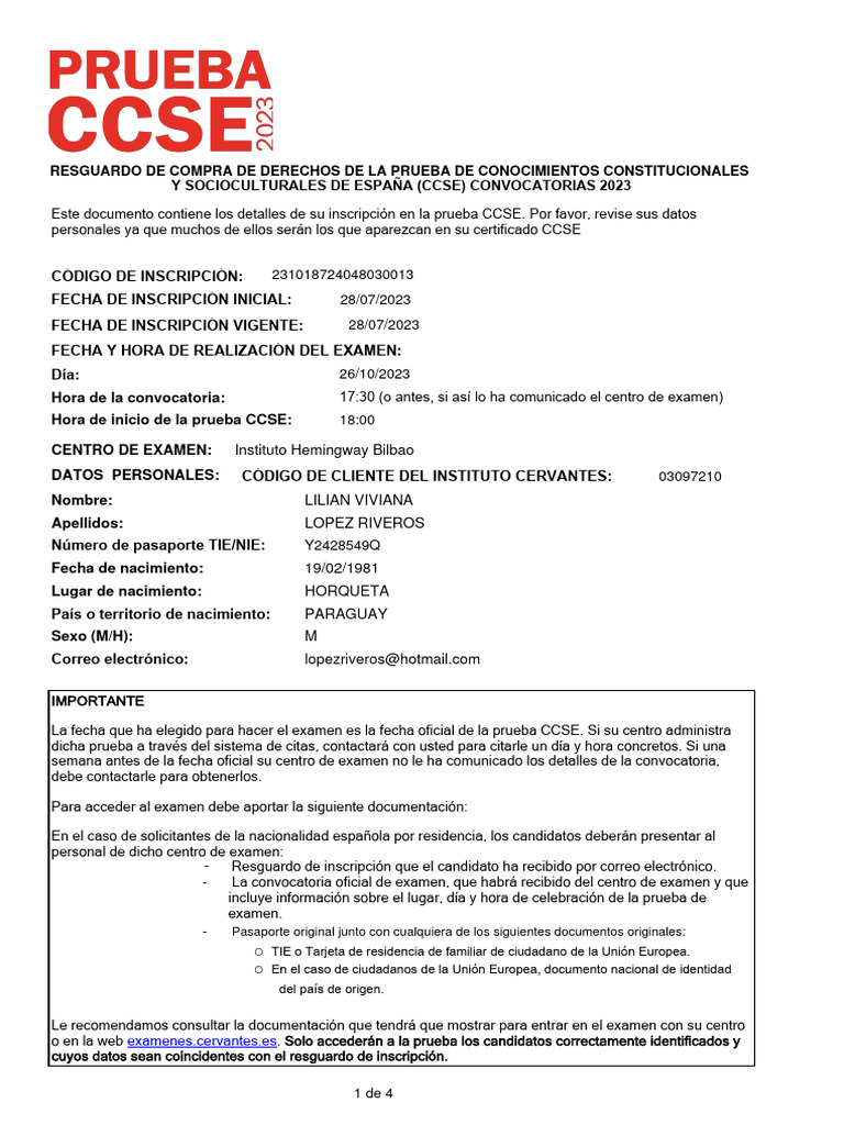 Resguardo Inscripcion | PDF