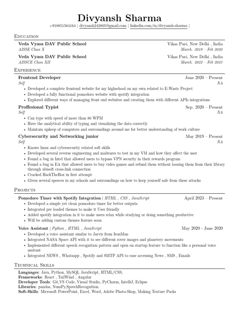 Divyansh Resume | PDF