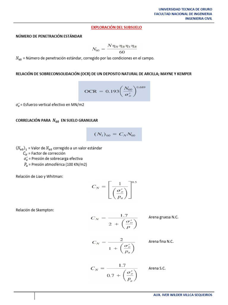 Formulario. Expl. de Subsuelo | PDF