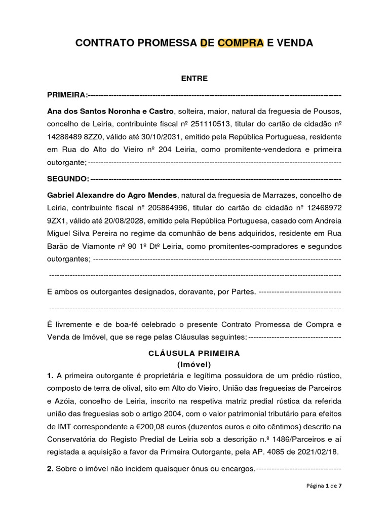 Exemplo Minuta CPCV | PDF