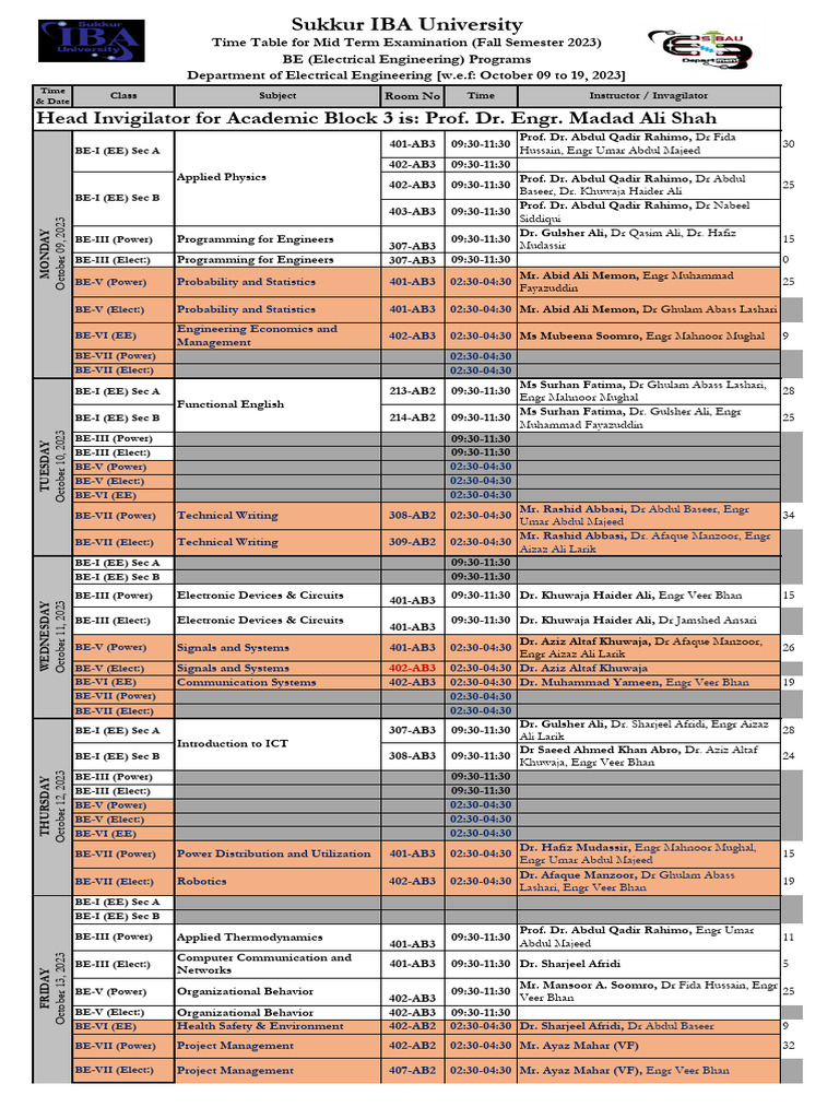 After Invigilation BE EE 1st Term Exam Fall 2023 Upd6 | PDF