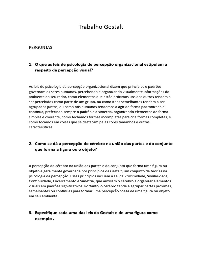 Leis da Gestalt na Percepção Visual | PDF | Percepção | Psicologia