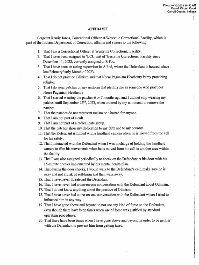 Westville Correctional Officer Affidavit 2 PDF | PDF | Heathenry (New ...