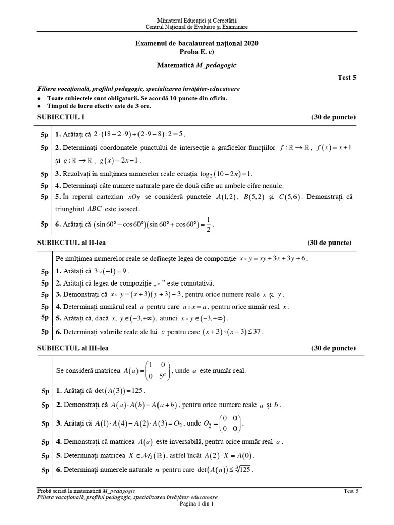 Teste de Antrenament 2020-2021 | PDF