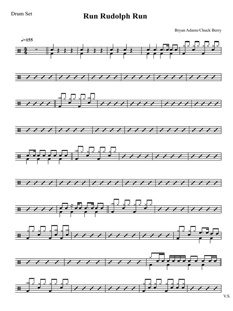 Run Rudolph Run (Bryan Adams / Chuck Berry) Drum Sheet | PDF | Chansons ...