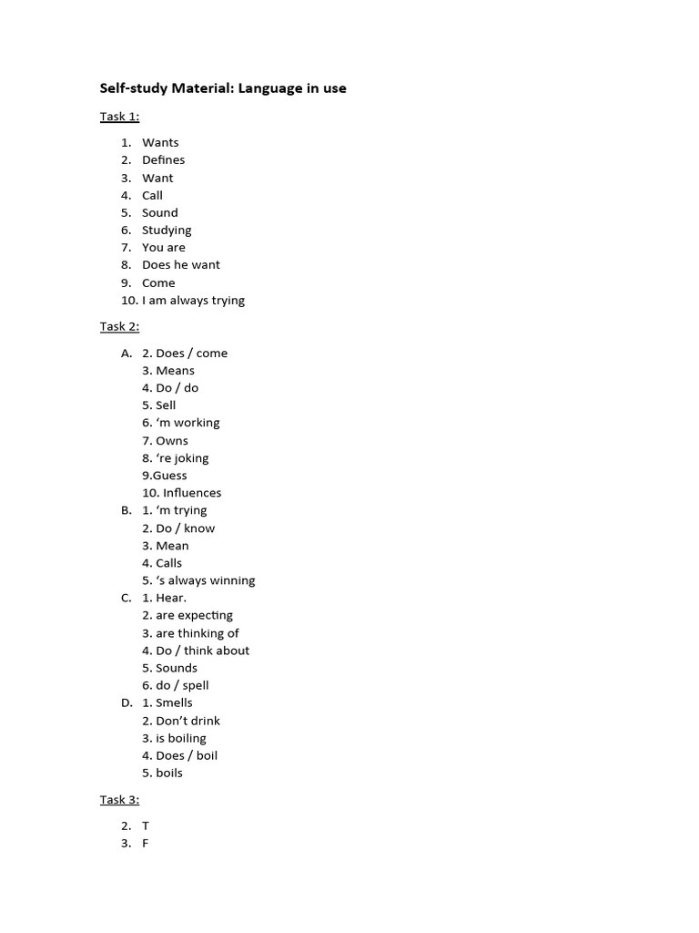 Ranzini, Mercedes Belén - Group A - Language in Use - Unit 1 - Self-Study Material - Module 1 | PDF