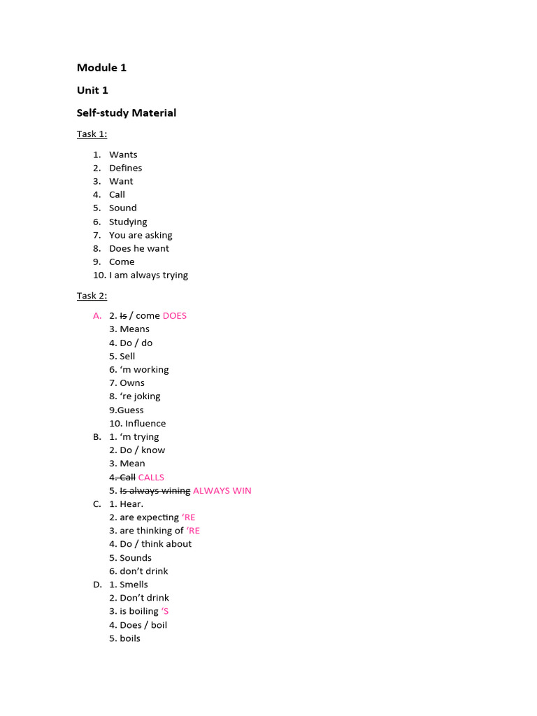 English Language Self-Study Tasks | PDF