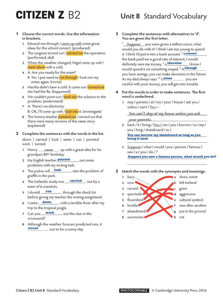 Vocabulary Standard Unit 08 | PDF