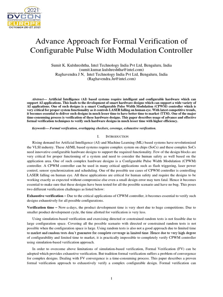 Advance Approach For Formal Verification of Configurable Pulse Width Modulation Controller | PDF
