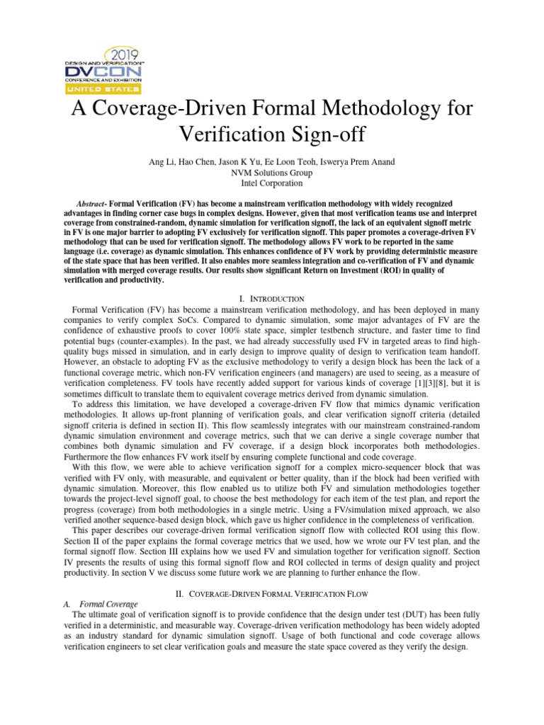 A Coverage Driven Formal Methodology For Verification Sign Off | PDF | Formal Verification ...