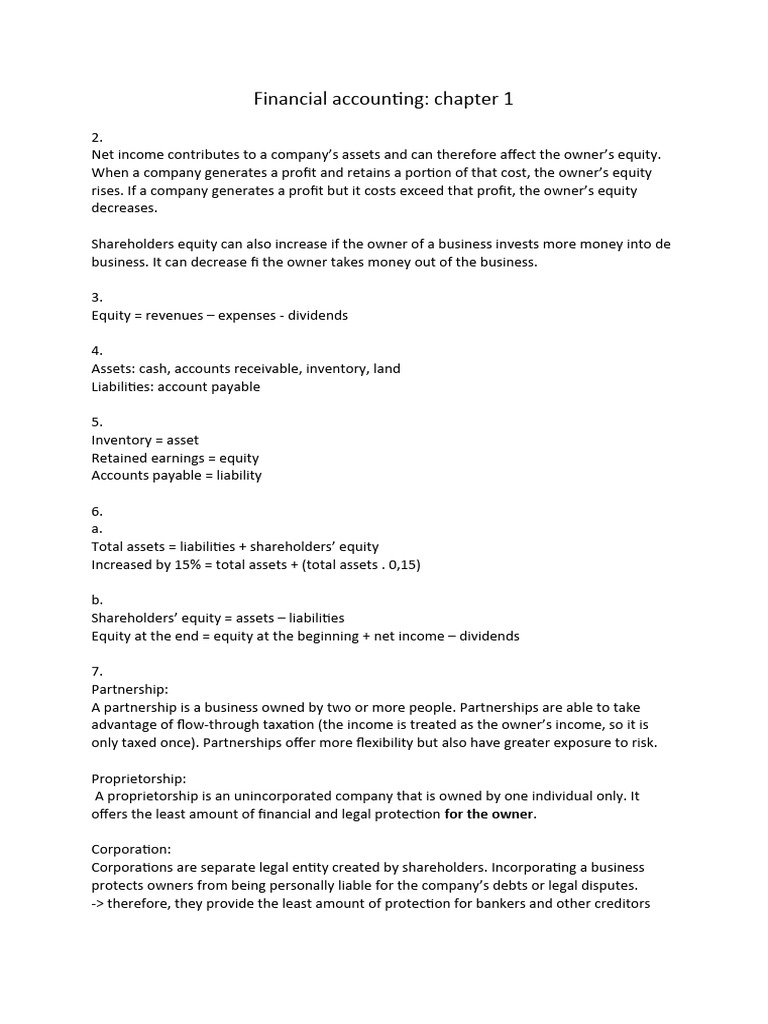 Financial Accounting - Chapter 1 | PDF