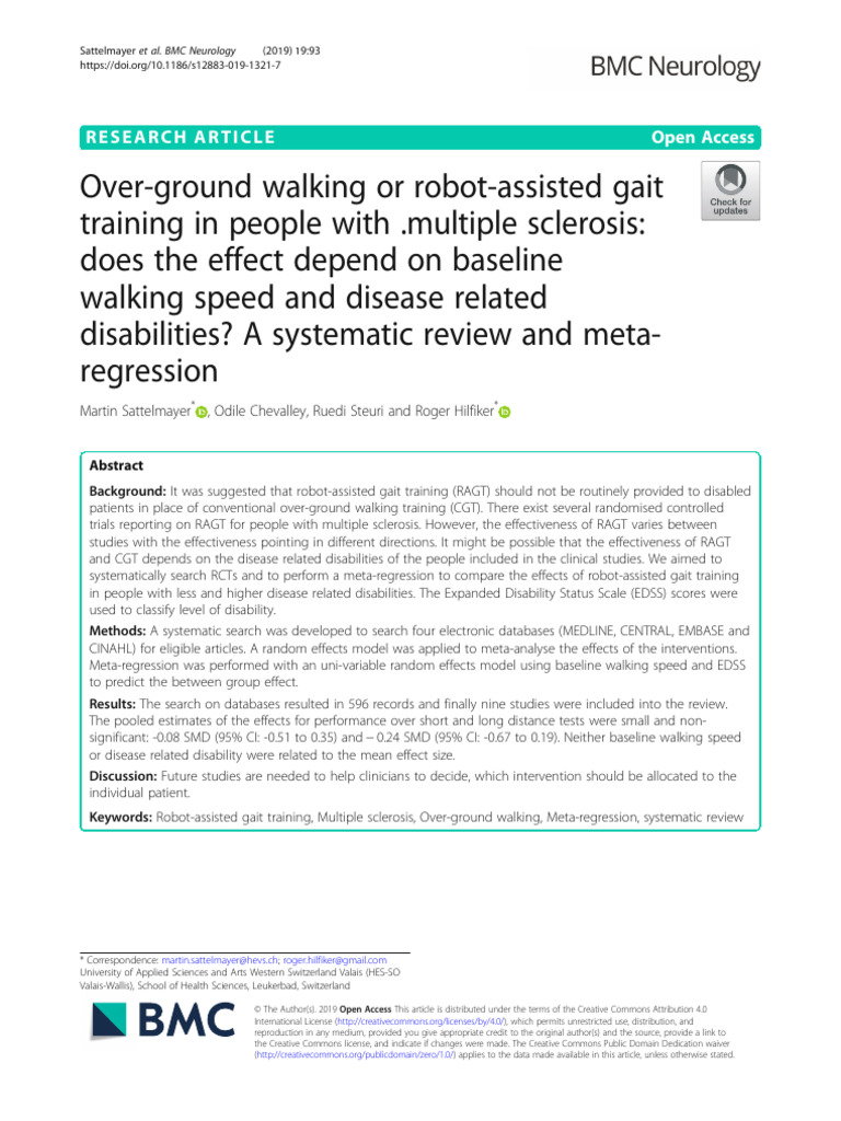 Over Ground Walking and Robotic Assisted Gait | PDF