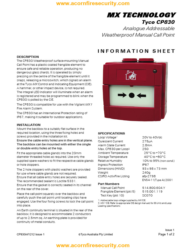 CP830 Data Sheet | PDF