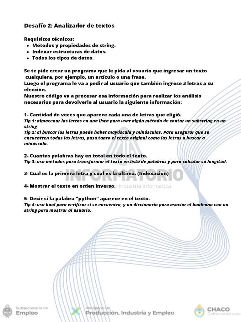 Desafío Entregable 2 - Analizador de Textos | PDF