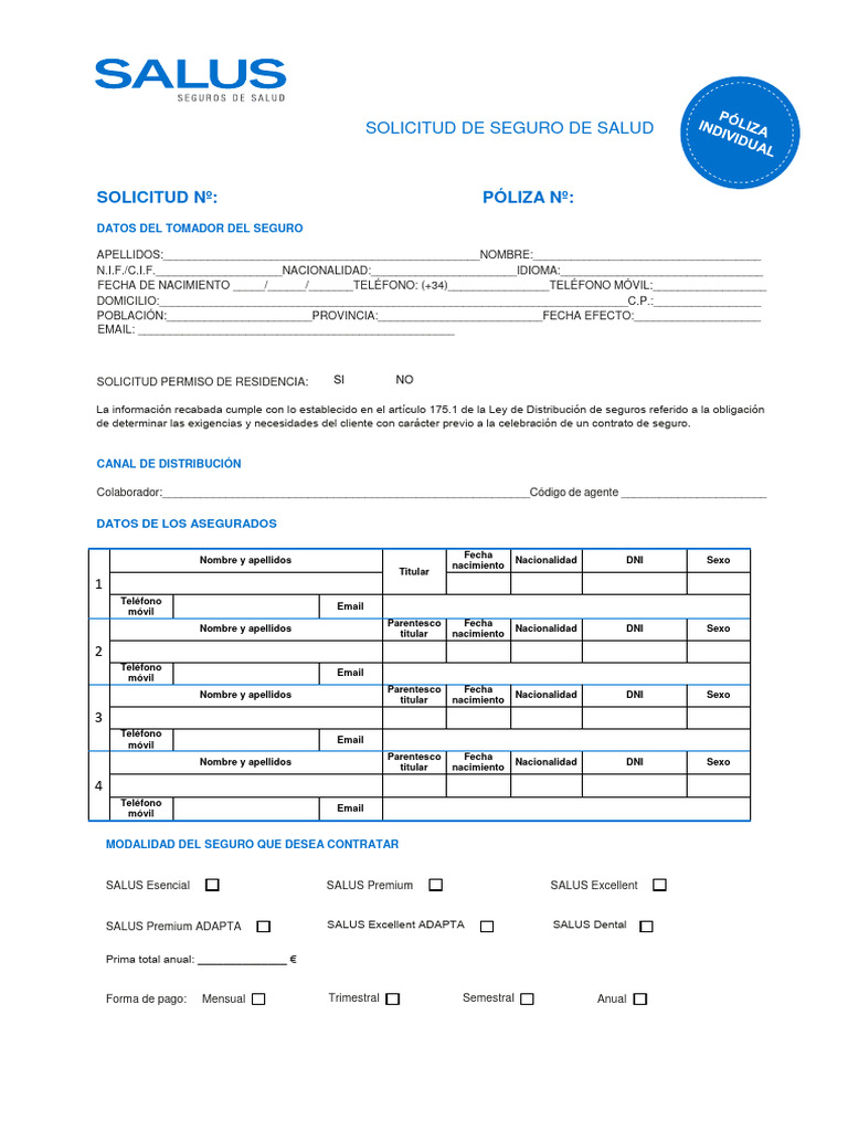 Solicitud Seguro Editable | PDF | Seguro | Póliza de seguros