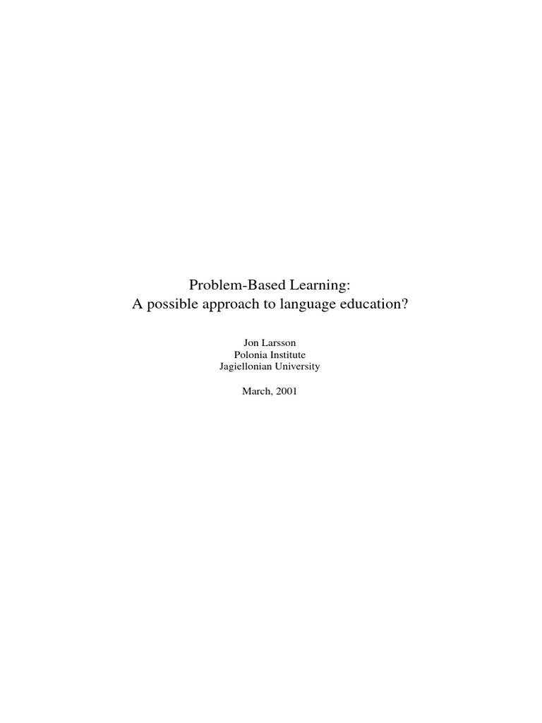 LARSSON 2001 Problem-Based Learning a Possible Approach to Language ...
