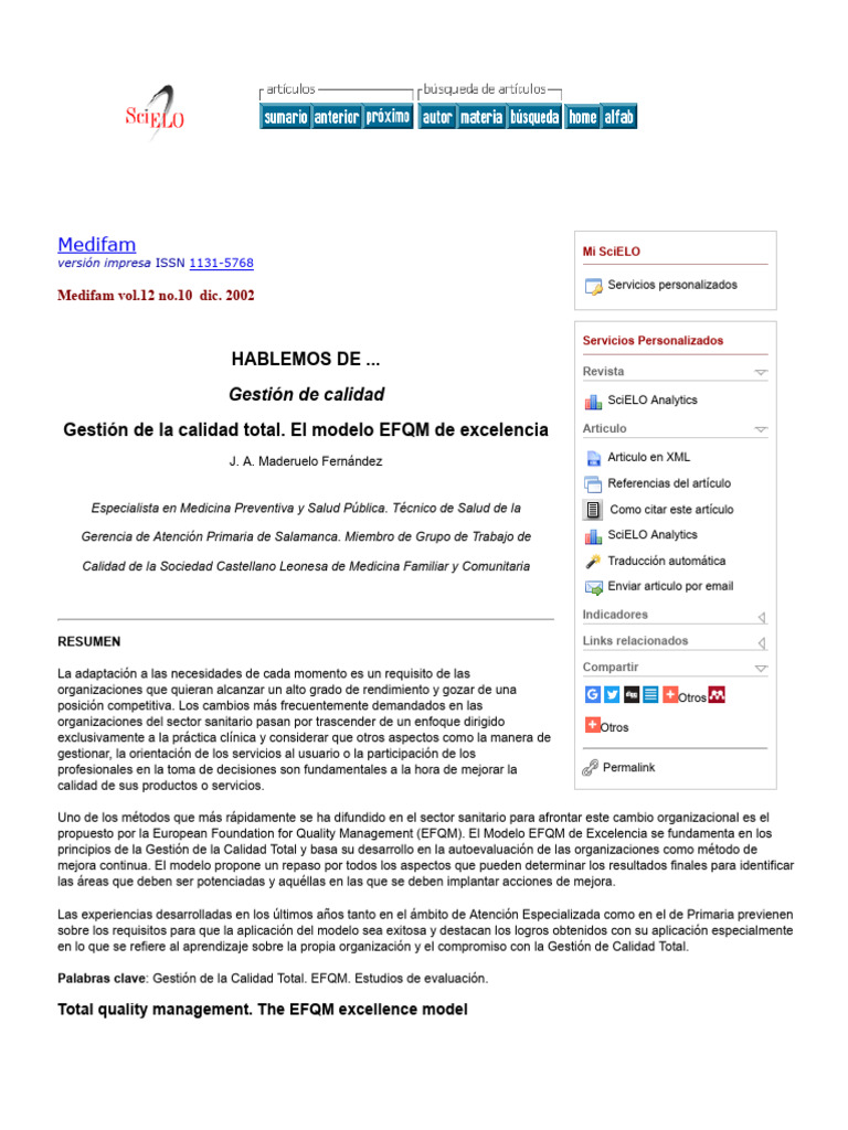 Gestión de La Calidad Total - El Modelo EFQM de Excelencia | PDF