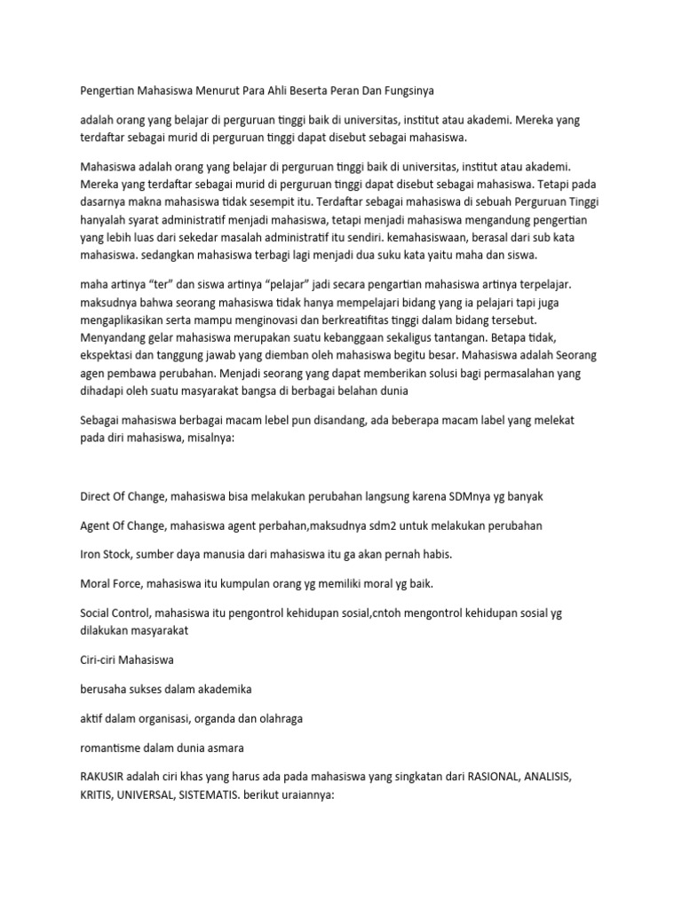 Essay Mahasiswa | PDF