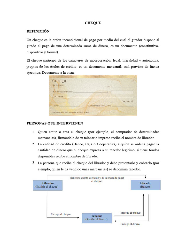 Investigacion Tema CHEQUES | PDF | Finanzas y dinero