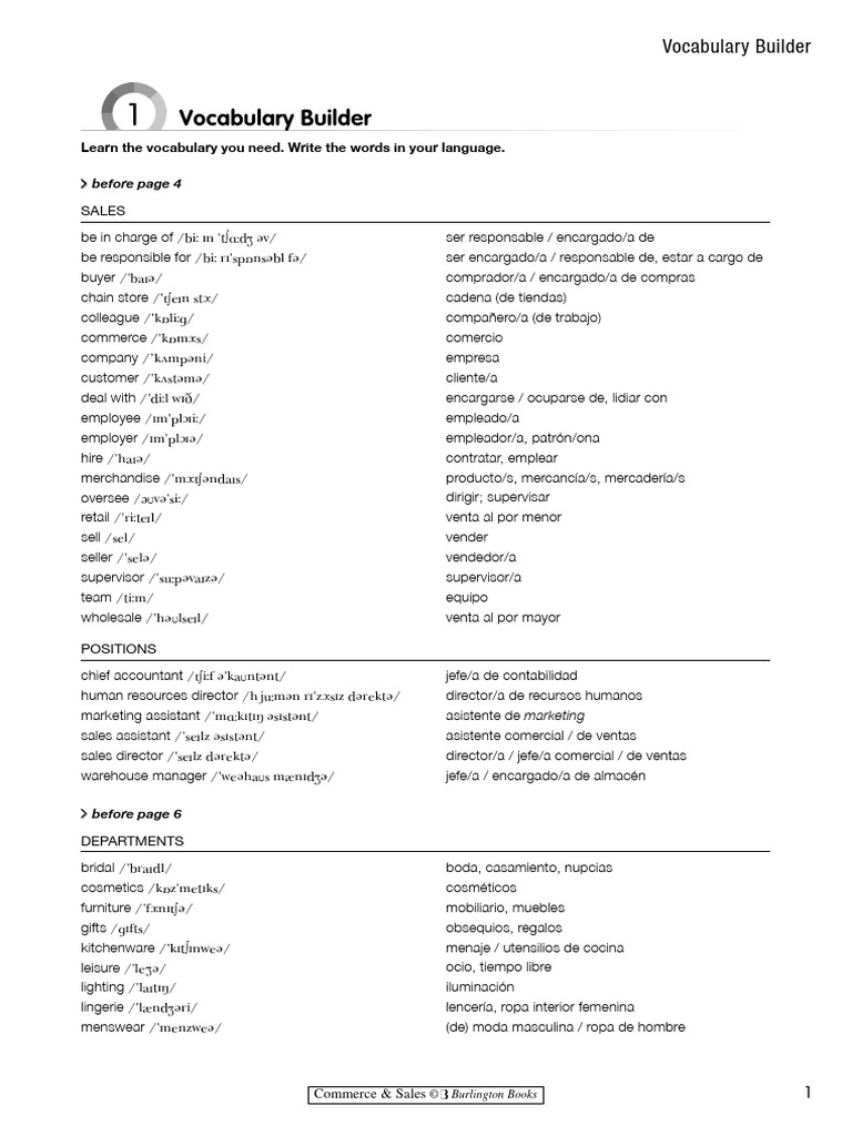 Unit 01 Vocabulary | PDF
