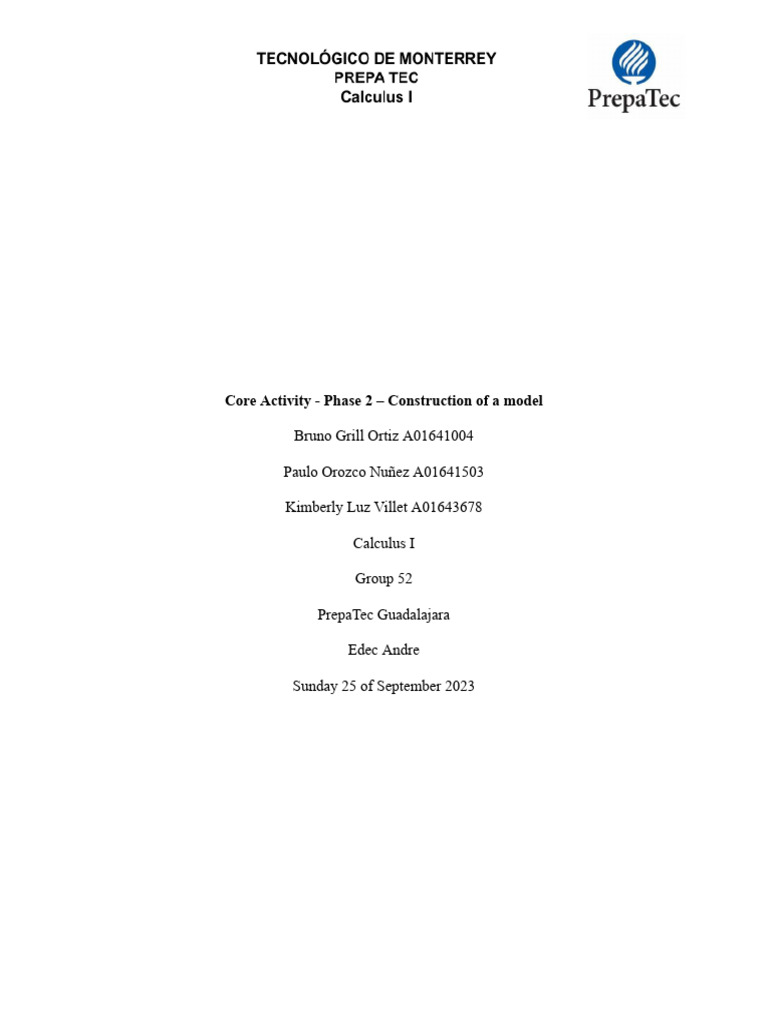 Core Activity - Phase 2 - Construction of A Model | PDF