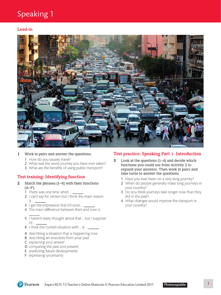 TPL 7.5 Speaking 1 Worksheet | PDF