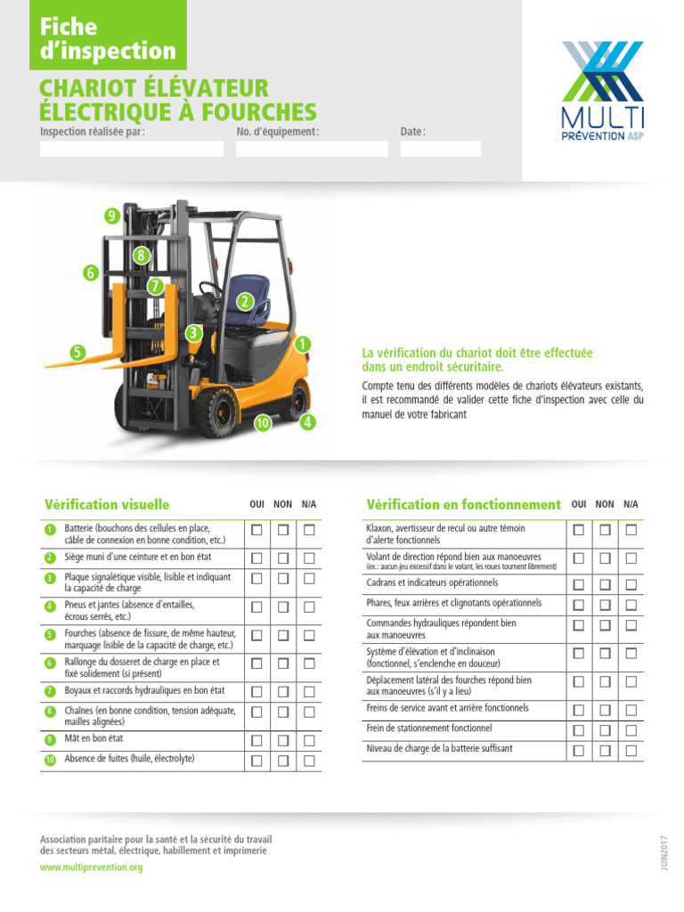 Fiche d'inspection chariot élévateur | PDF