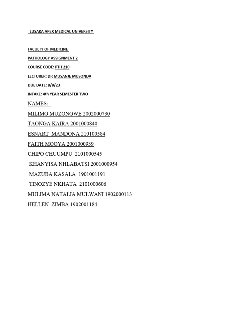 Pathology Assignment: Aplastic Anemia | PDF | Hematology | Tissue (Biology)