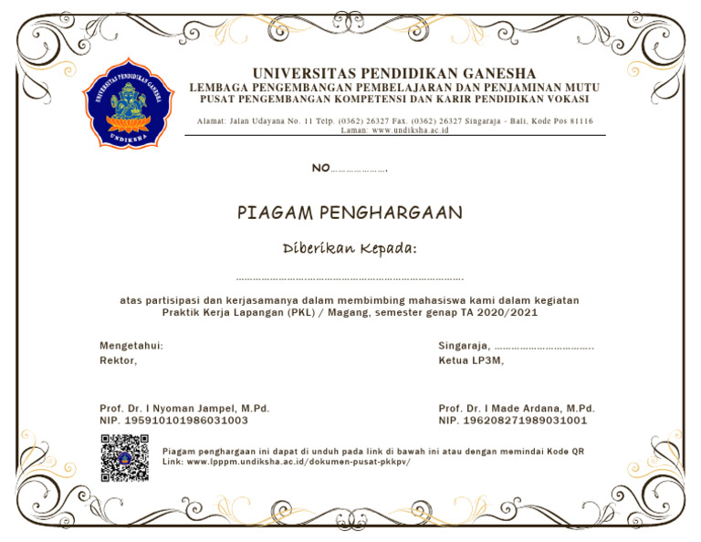 Contoh-Piagam-Penghargaan-PKL | PDF