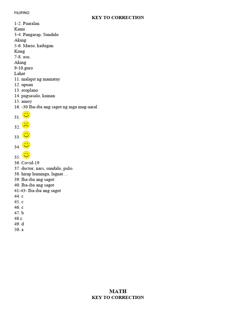 Key To Correction | PDF