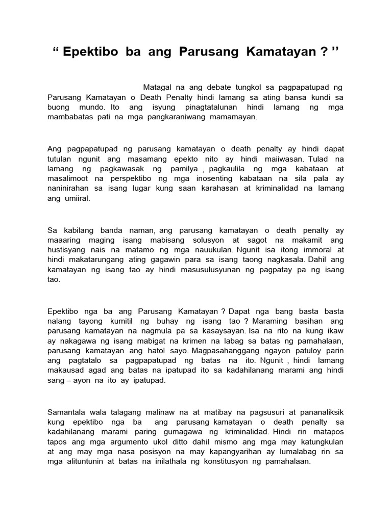 Epektibo Ba Ang Parusang Kamatayan | PDF