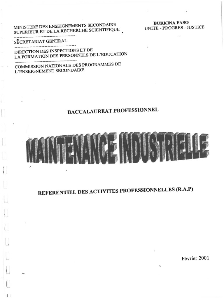 RAP Bac Pro Maintenance Industrielle | PDF