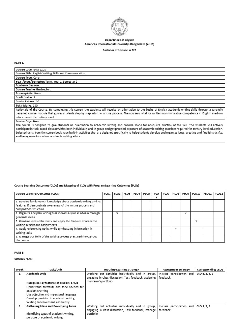 BSc. EEE ENG 1202-English Writing Skills and Communication | PDF ...