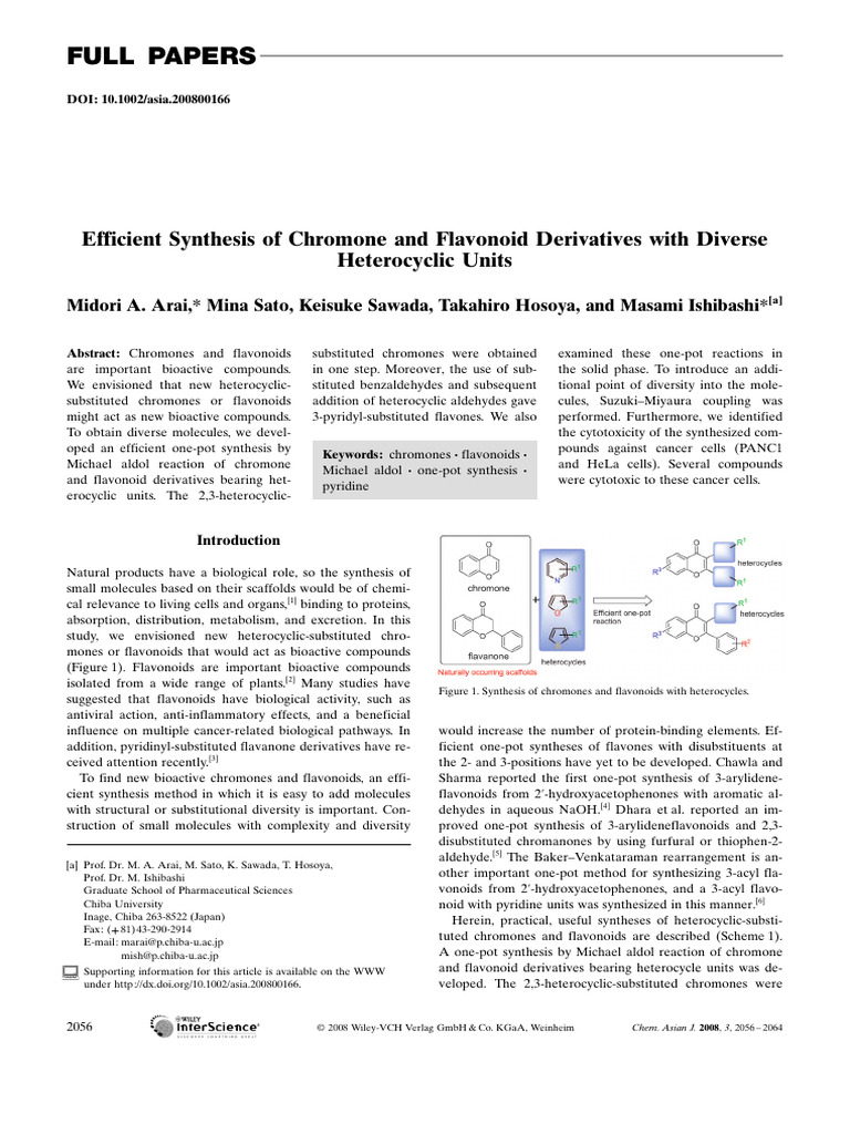 Efficient Synthesis of Chromone and Flavonoid Derivatives With Diverse ...