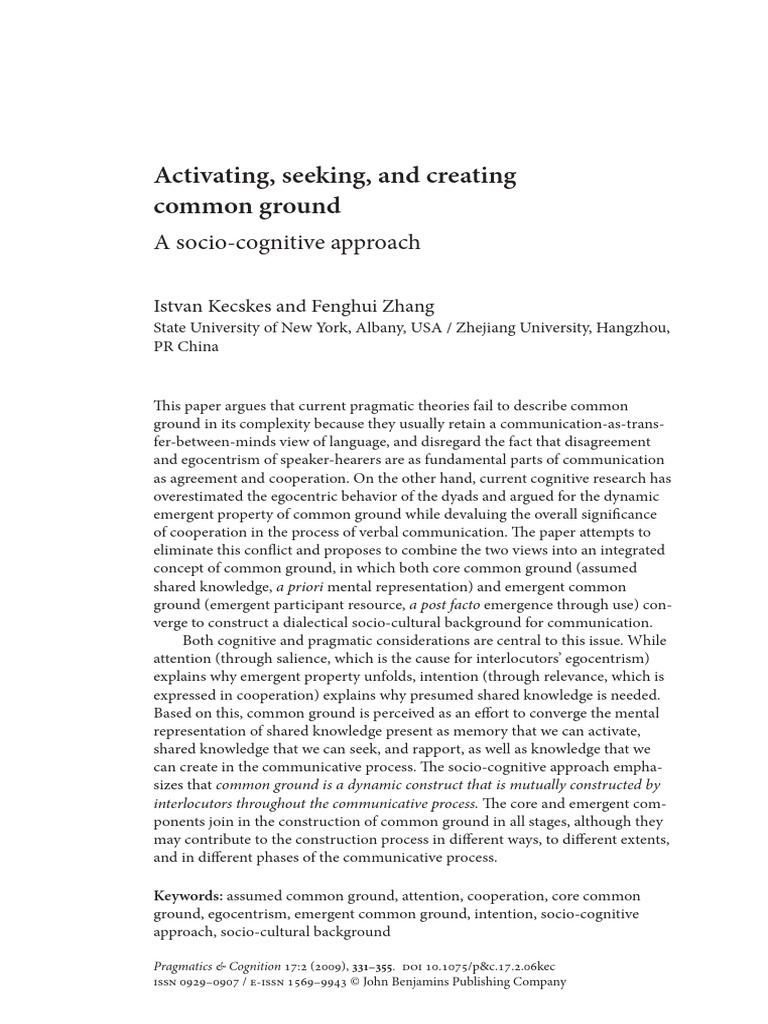 Kecskes and Zhang common ground | PDF