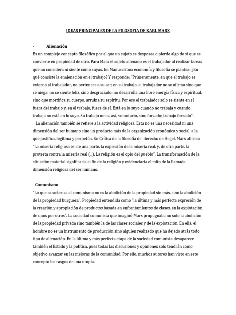 Ideas Principales de La Filosofia de Karl Marx | PDF | Karl Marx ...
