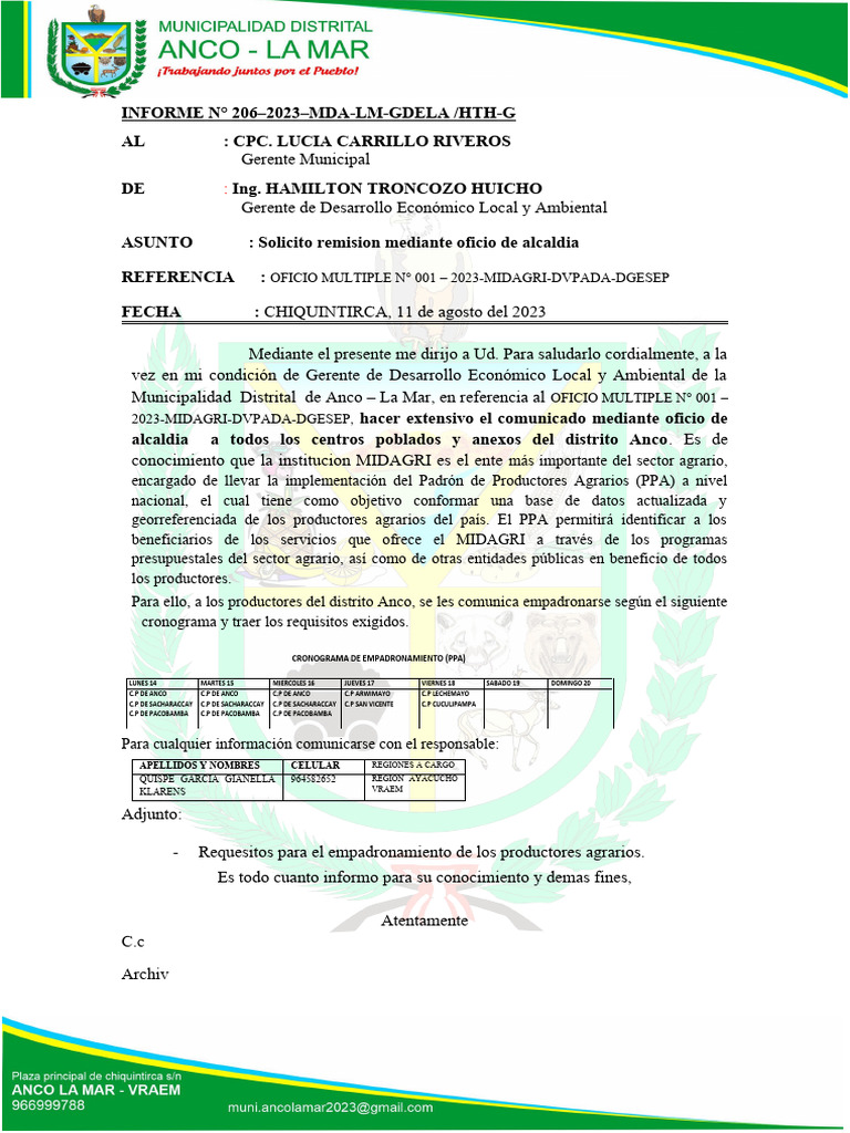 INFORME DE padron agrario | PDF