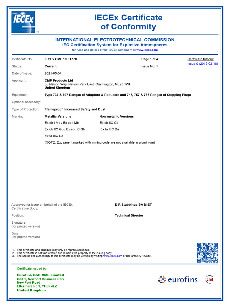 IECEx CML 18.0177X 001 | PDF