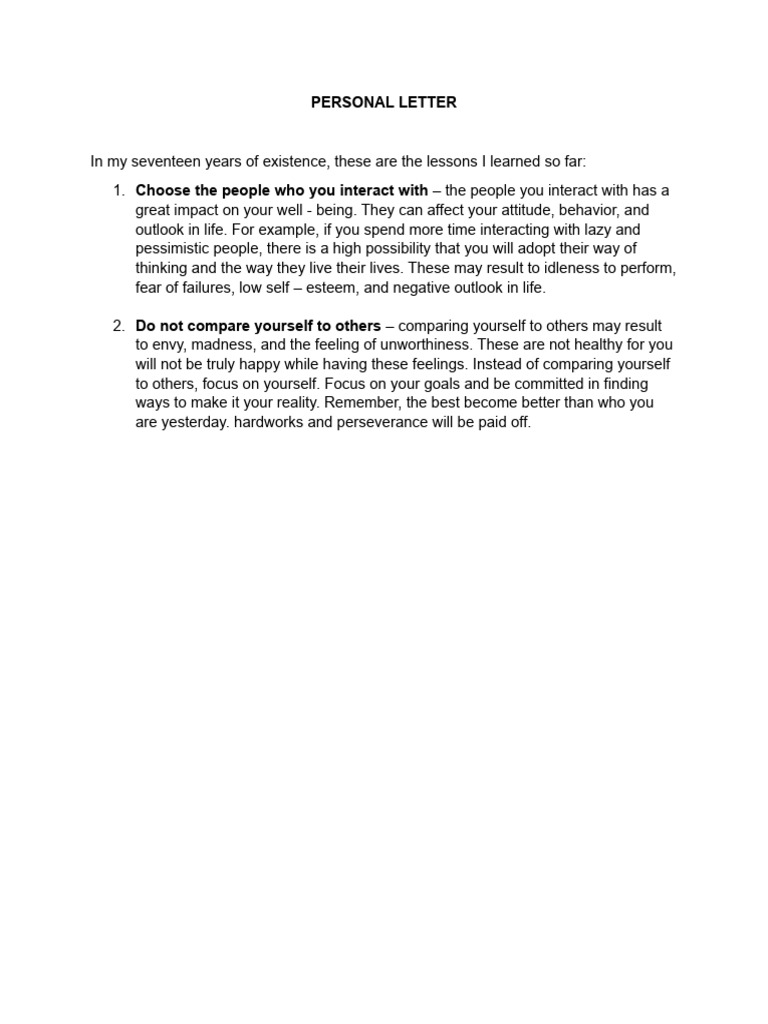 Personal Letter | PDF