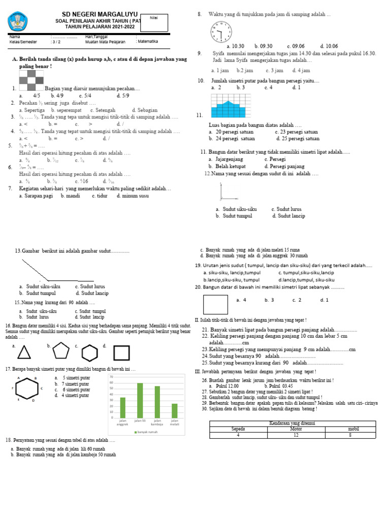 Soal Pat Matematika Semester 2-2 | PDF