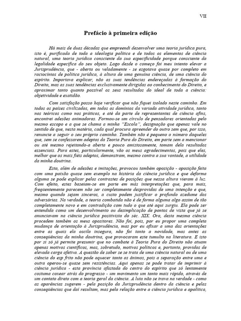 Prefácio da Teoria Pura do Direito | PDF