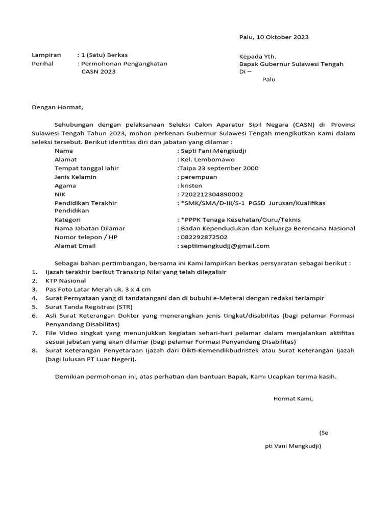 Contoh Surat Lamaran | PDF